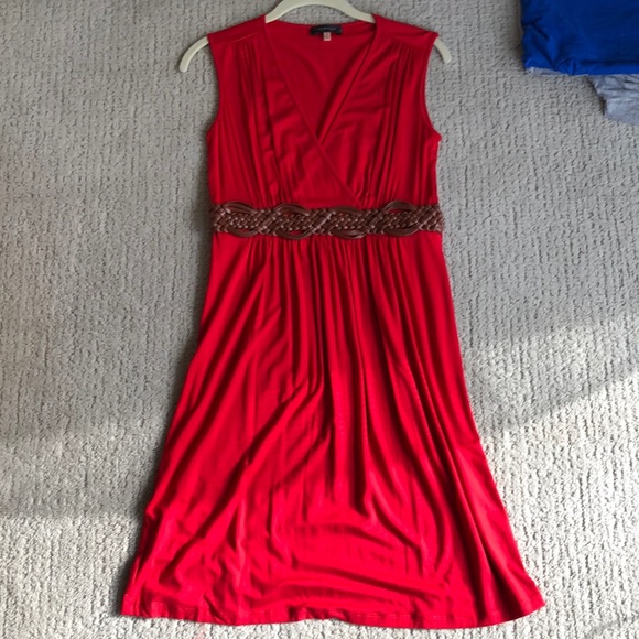 Spense | Dresses | Red Spence Dress With Built In Belt Sz S | Poshmark